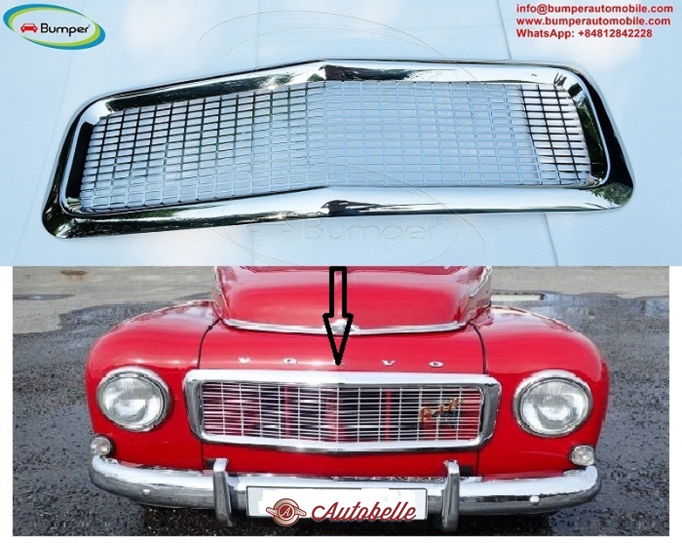 For sale Volvo PV 544 Front Grill New Volvo PV444/ PV544 Stainless ...